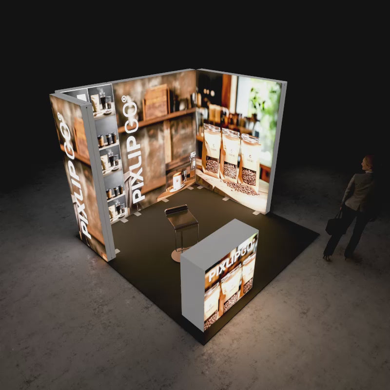 10x10 Booth Backlit Display Kit 03 – PIXLIP USA